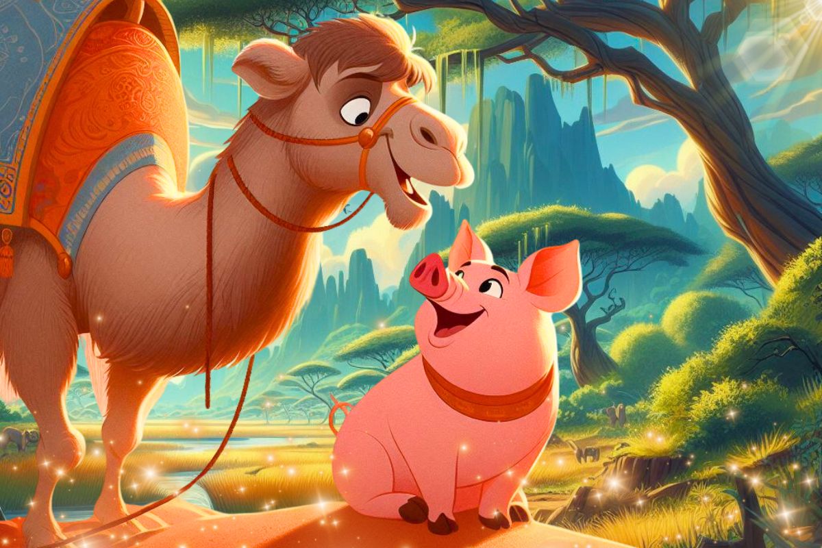 Fábula corta para niños: El cerdo y el camello | Bosque de Fantasías